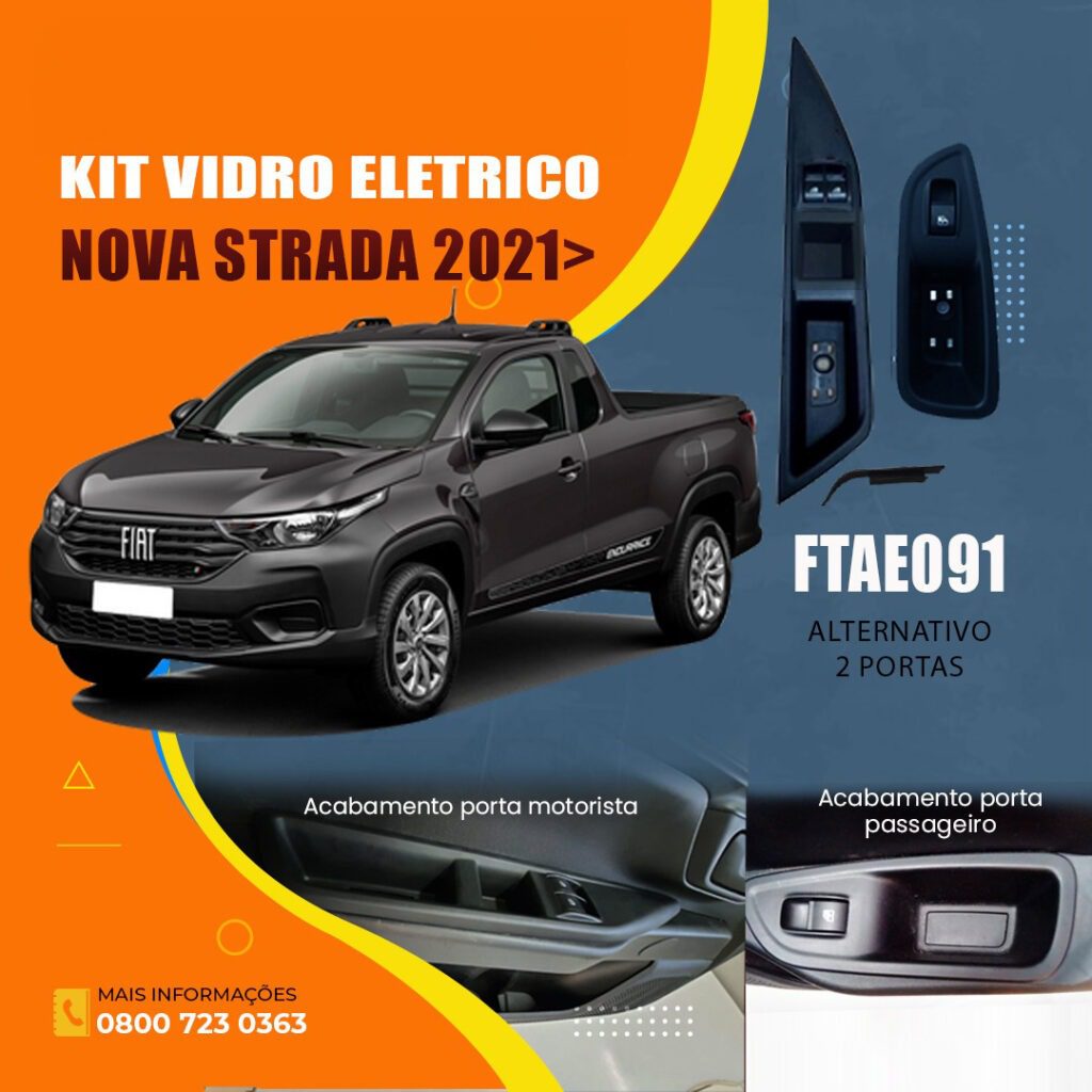 Kit Vidro Elétrico com Sistema Antiesmagamento Fiat Nova Strada 2 ...